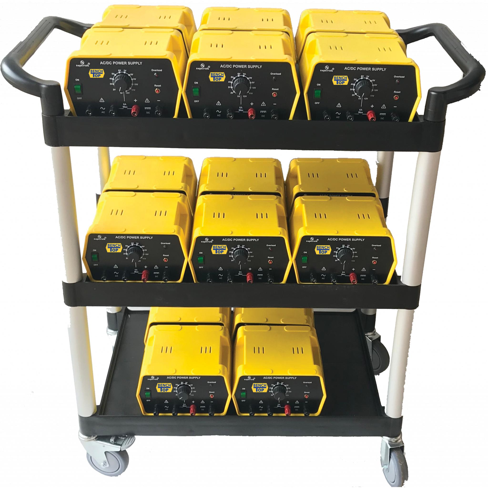 CLASS PACK OF 16 X 1-12V 6A POWER SUPPLIES + FREE TROLLEY